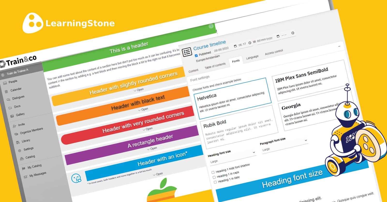 NEW: Design & font options for LearningStone course timelines @ LearningStone