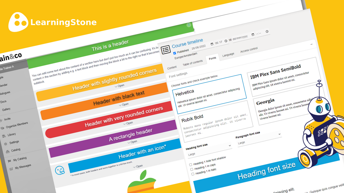 NEW: Design & font options for LearningStone course timelines @ LearningStone